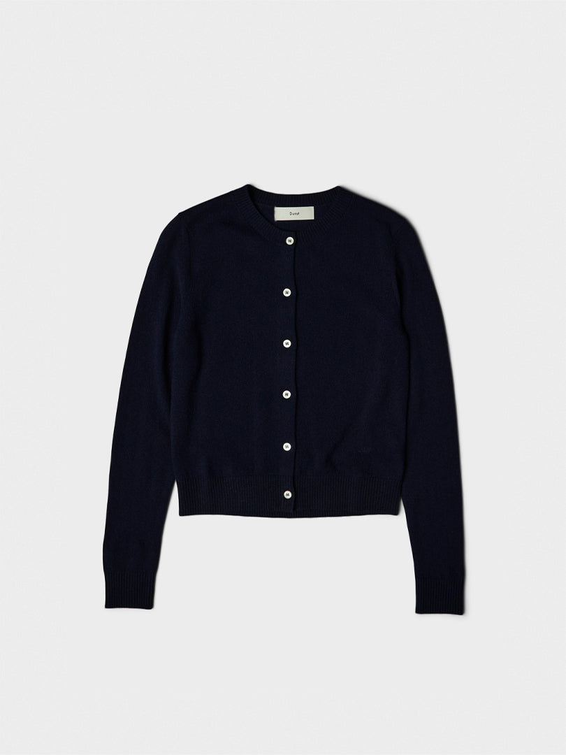 Dunst - Essential Crewneck Knit Cardigan in Dark Navy – Stoy